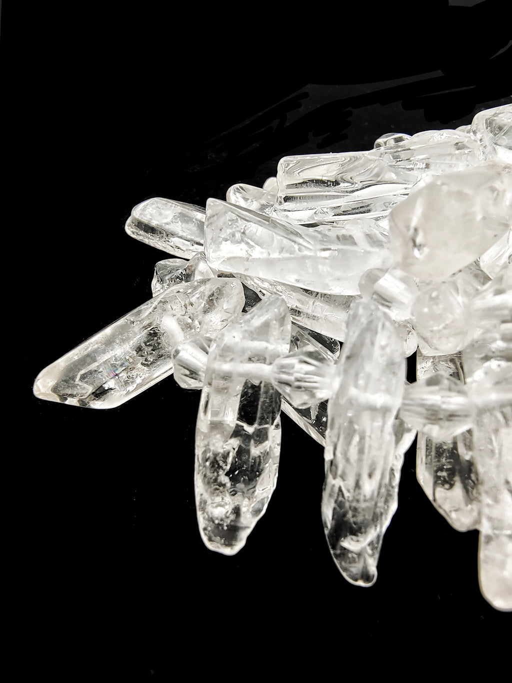 Clear Quartz Smooth Side Drilled Stick Points Size 15x25mm 15.5" Stran ...