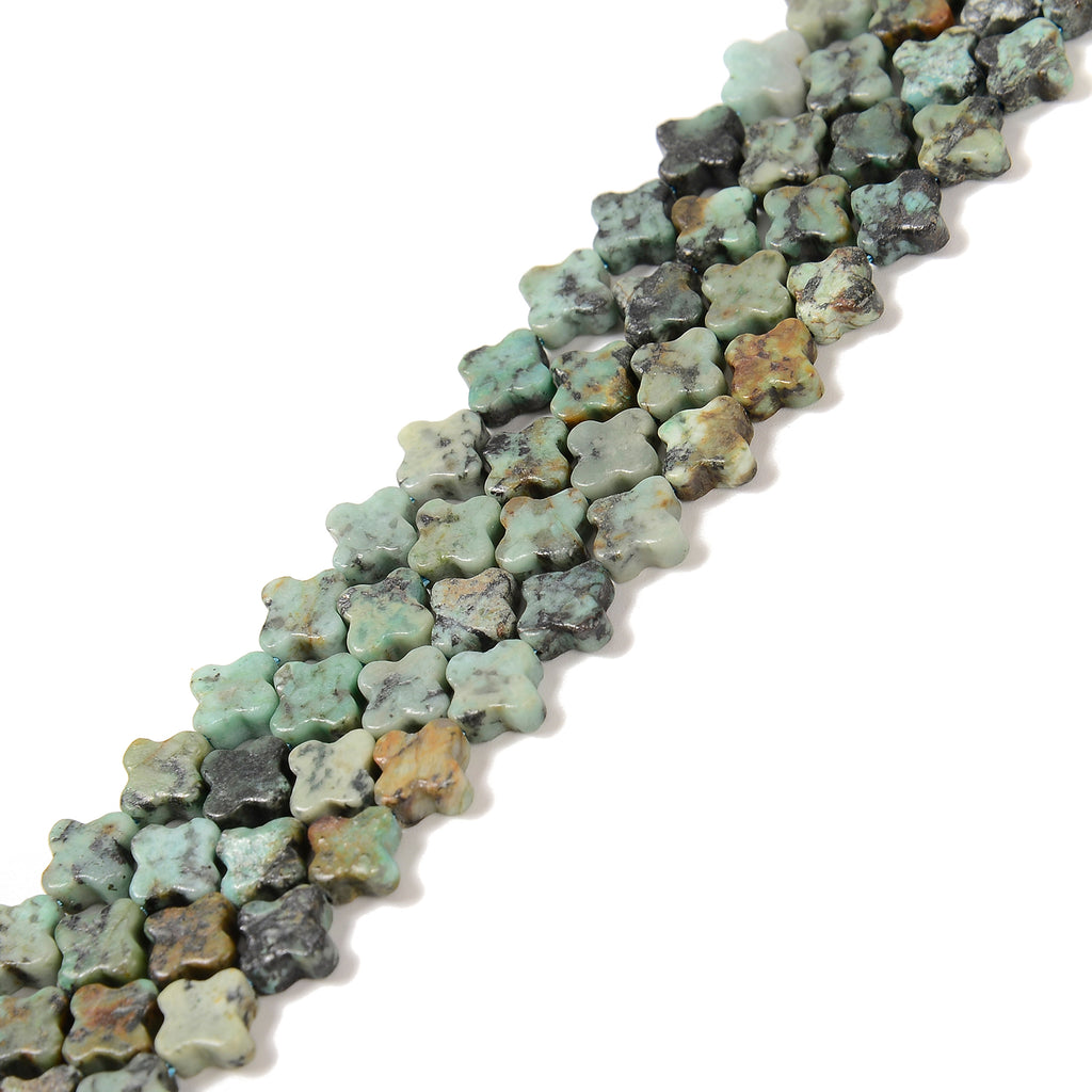 Natural African Turquoise Four Leaf Clover Shape Beads Size 8mm 15.5 ...