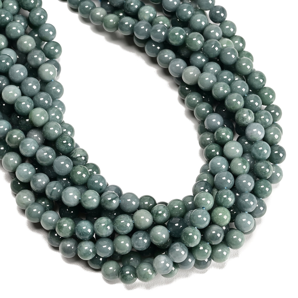 Natural Jadeite Jade Smooth Round Beads Size 4mm 6mm 8mm 10mm 15" Stra ...
