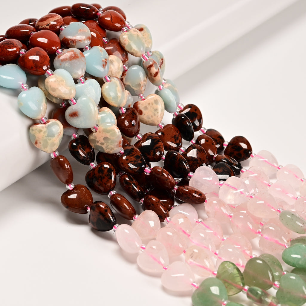 03 Gradient Multi-color Gemstone Smooth Heart Shape Beads Size 12mm 15 ...