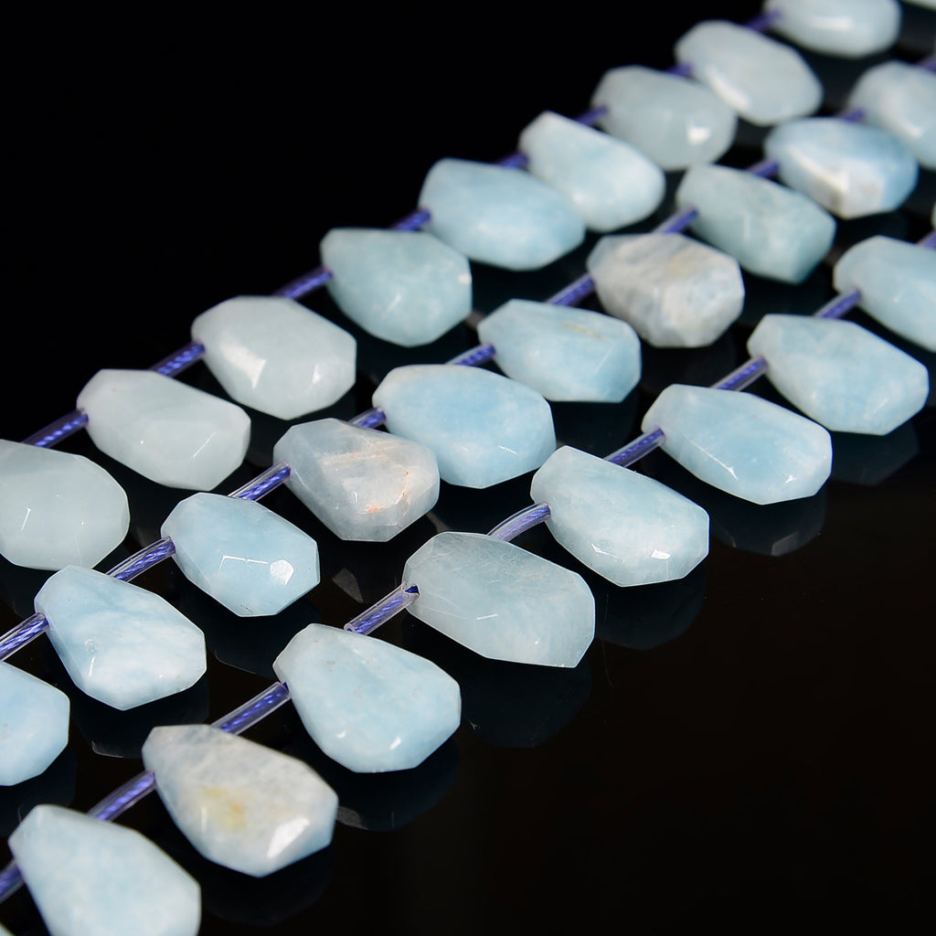 Natural Aquamarine Faceted Trapezoid Shape Beads 10x12mm-12x16mm 15.5 ...