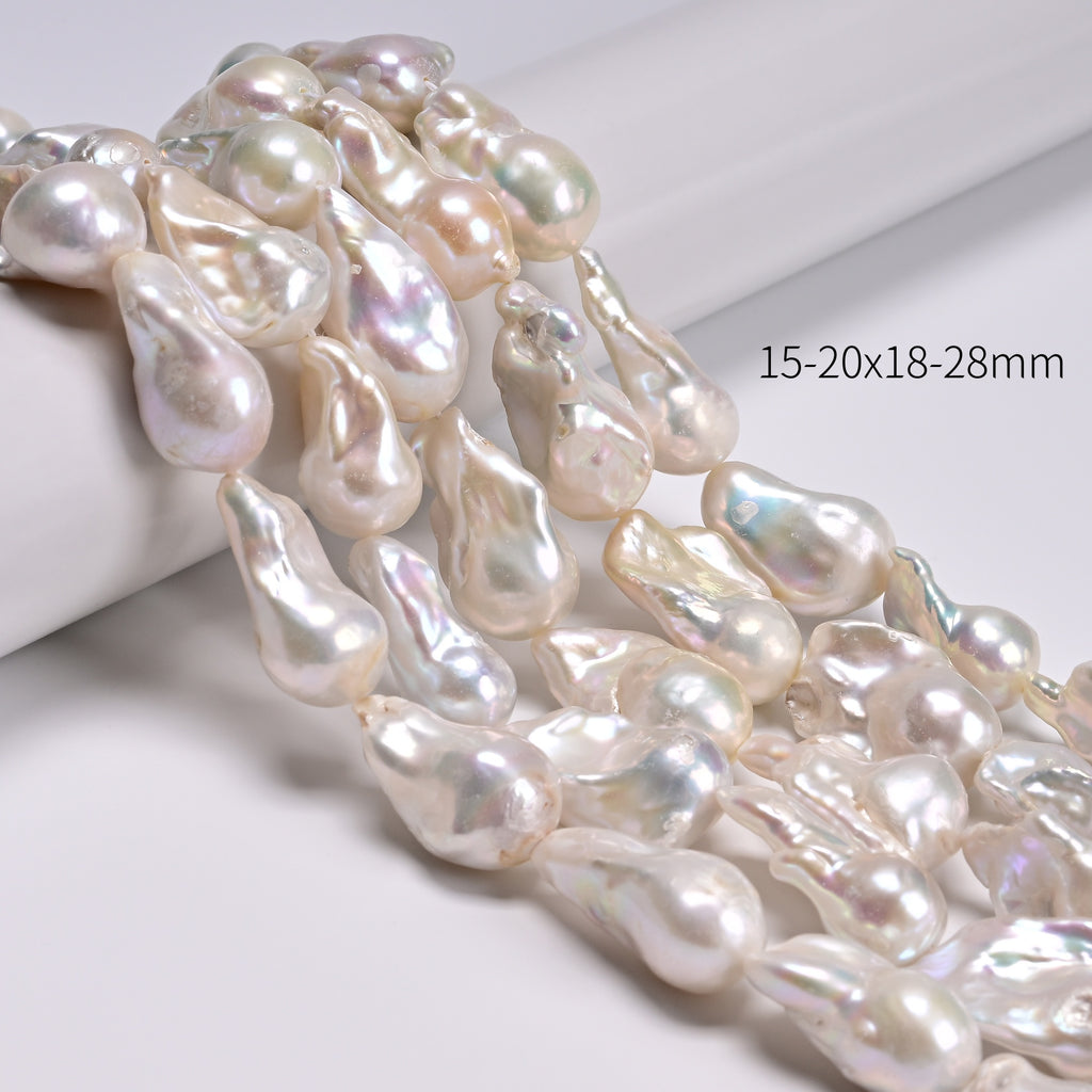 White Fresh Water Pearl Baroque Shape Beads 13-15x18-23mm 15-20x18-28m ...