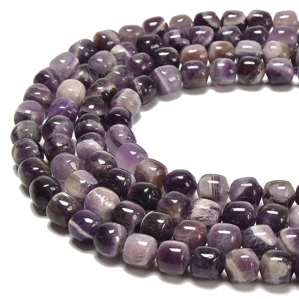 Natural Teeth Amethyst Barrel Shape Beads Size 10x10mm 15.5'' Strand ...