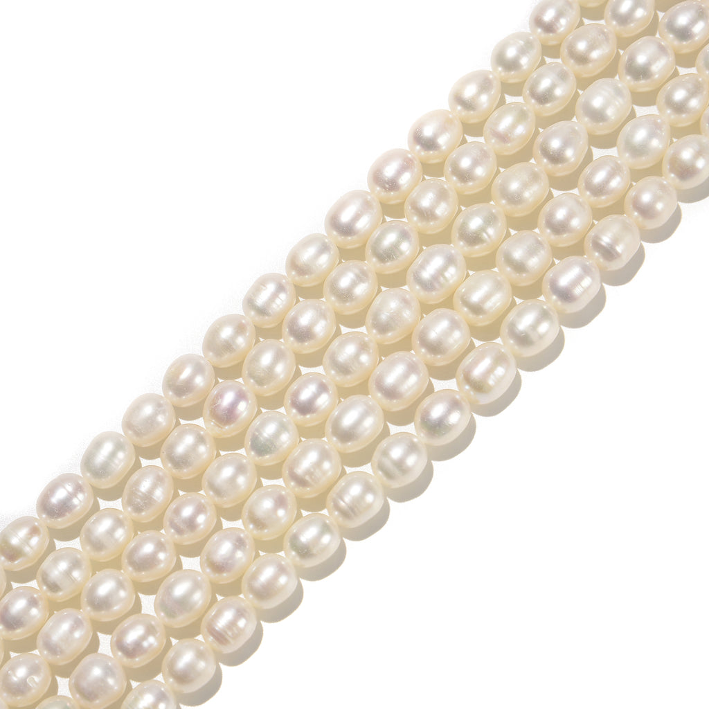 Natural Fresh Water Pearl Rice Shape Beads Size 8x10mm 14.5" Strand ...
