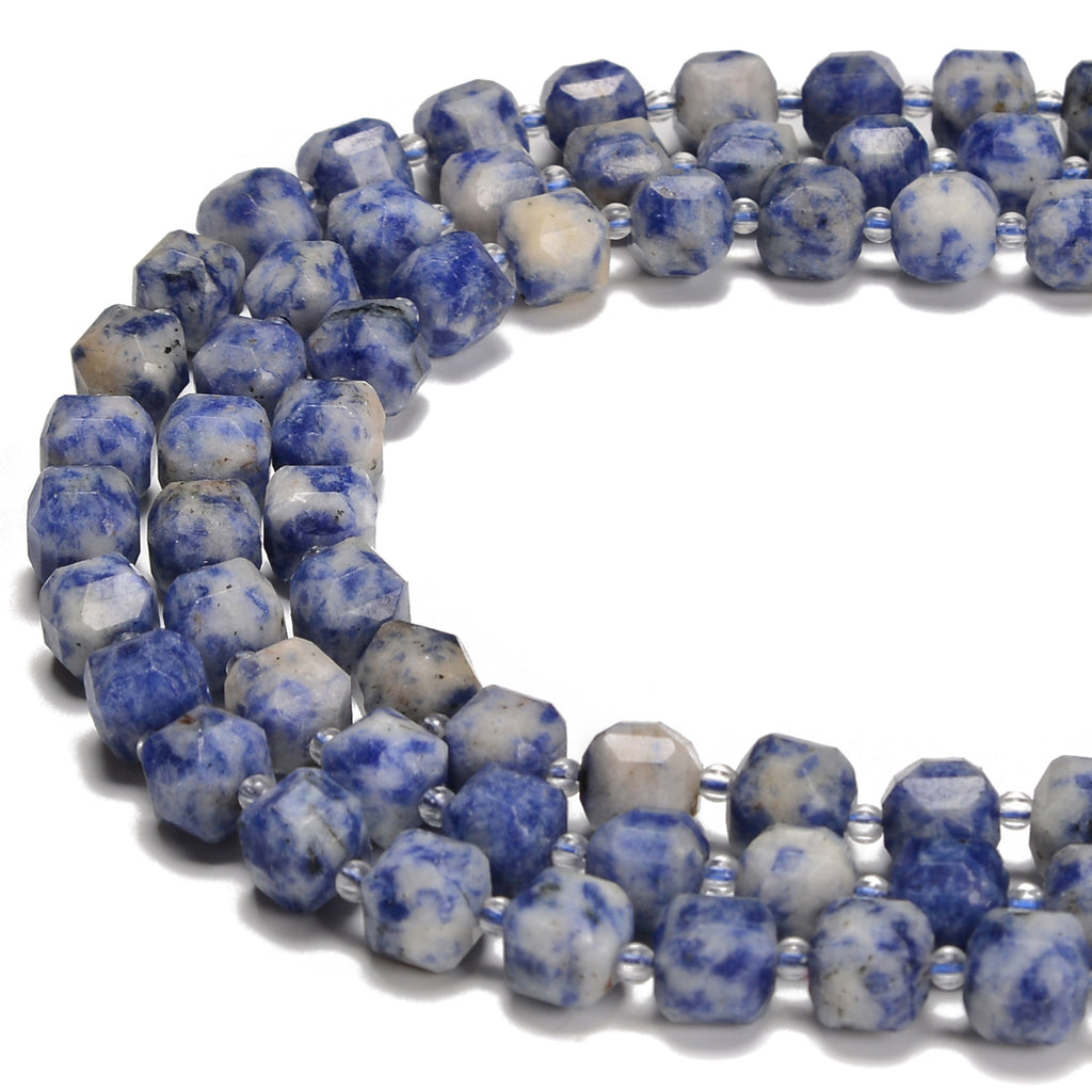 Natural Blue Spot Jasper Faceted Rubik's Cube Beads Size 8-9mm 15.5 ...
