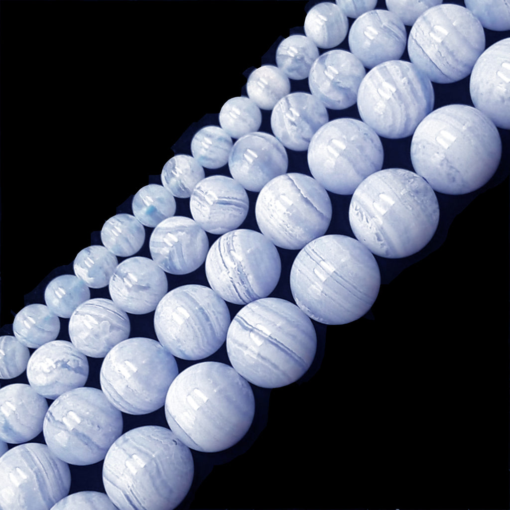 Natural Blue Lace Agate Smooth Round Beads 4mm 6mm 8mm 10mm 12mm 15.5 ...