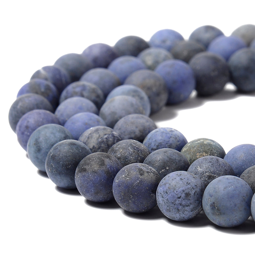 Natural Dumortierite Matte Round Beads Size 4mm 6mm 8mm 10mm 15.5'' St ...