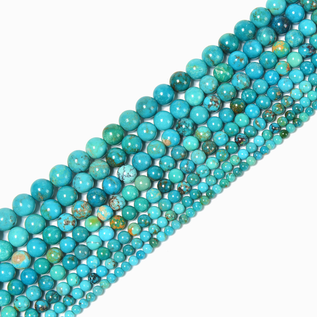 Natural Genuine Blue Turquoise Smooth Round Beads 4mm 6mm 8mm 10mm 15 ...