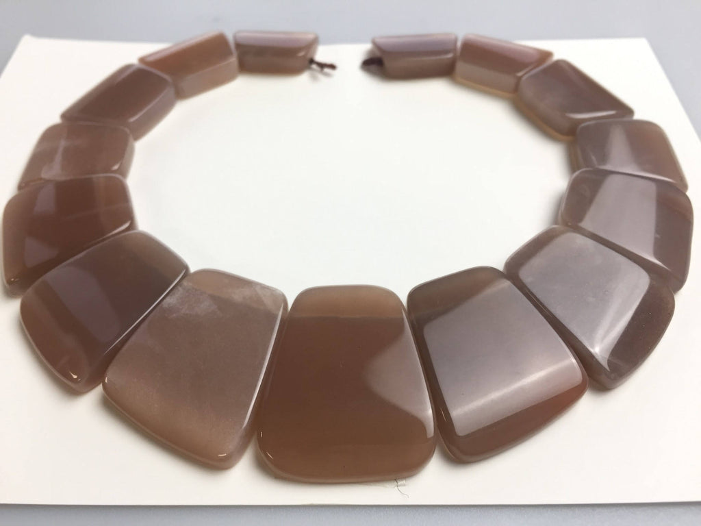Natural Gray MoonstoneGraduated Trapezoid Slab Slice Beads 22-35mm 15 ...