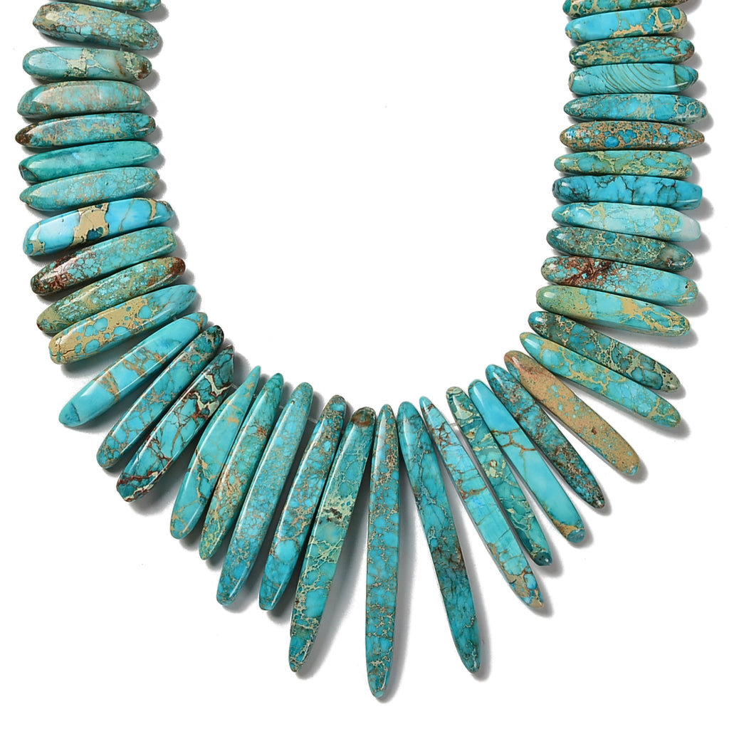 Light Blue Sea Sediment Jasper Graduated Slab Slice Stick Points Beads ...